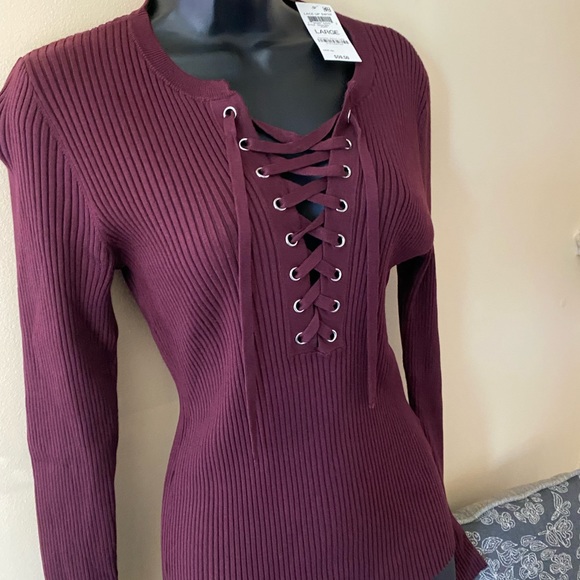 INC International Concepts | Sweaters | Inc Port Wine Colored Lace Up ...